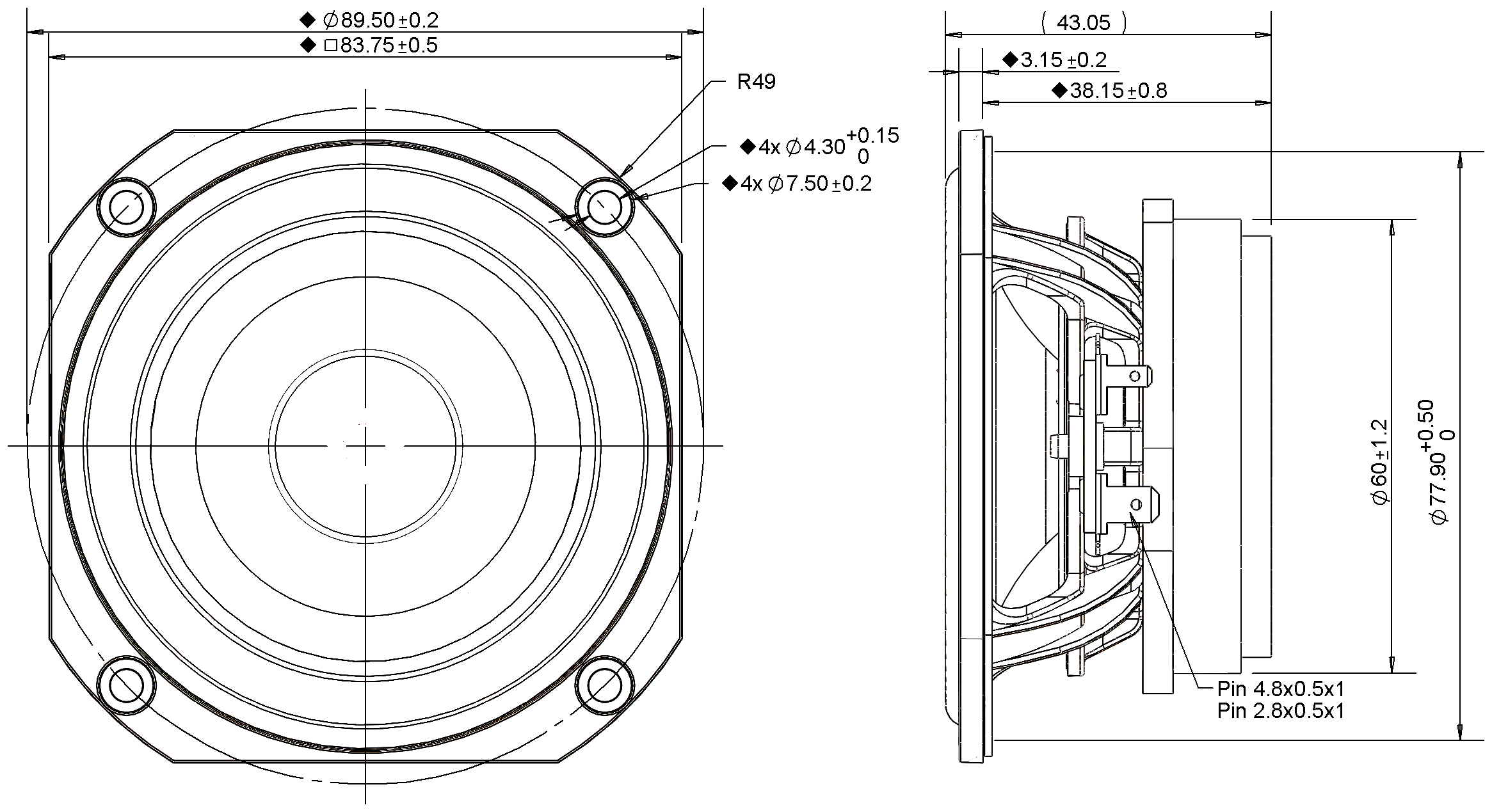 Peerless TC9FD18-08 - 3.5″ Full-range 8Ω